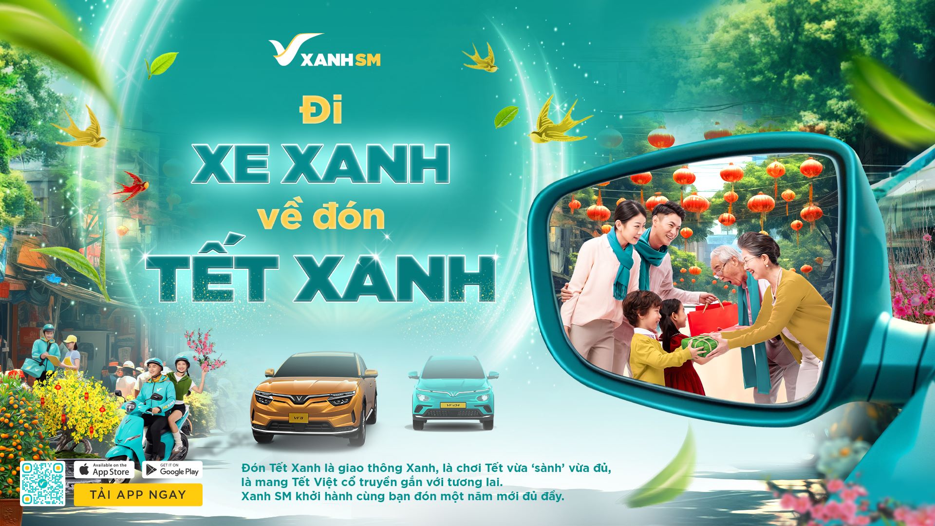 Đi xe Xanh về đón Tết Xanh: Triệu mã ưu đãi vi vu đón Tết | Xanh SM