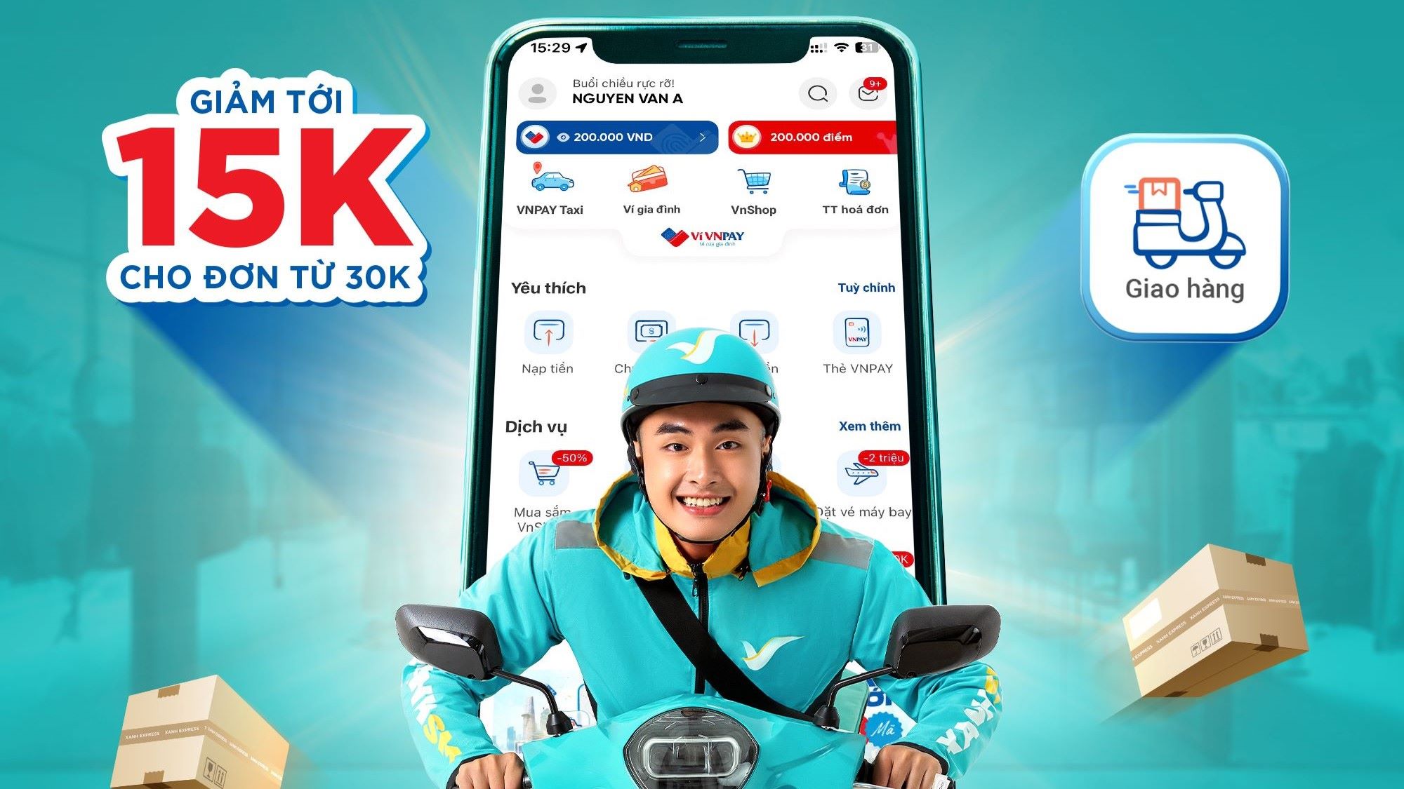 Đặt giao hàng Xanh Express trên ví VNPAY: Tặng ưu đãi trải nghiệm tính ...