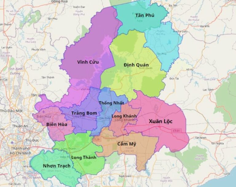 Bản đồ Đông Nam Bộ theo đơn vị hành chính & điểm du lịch | Xanh SM