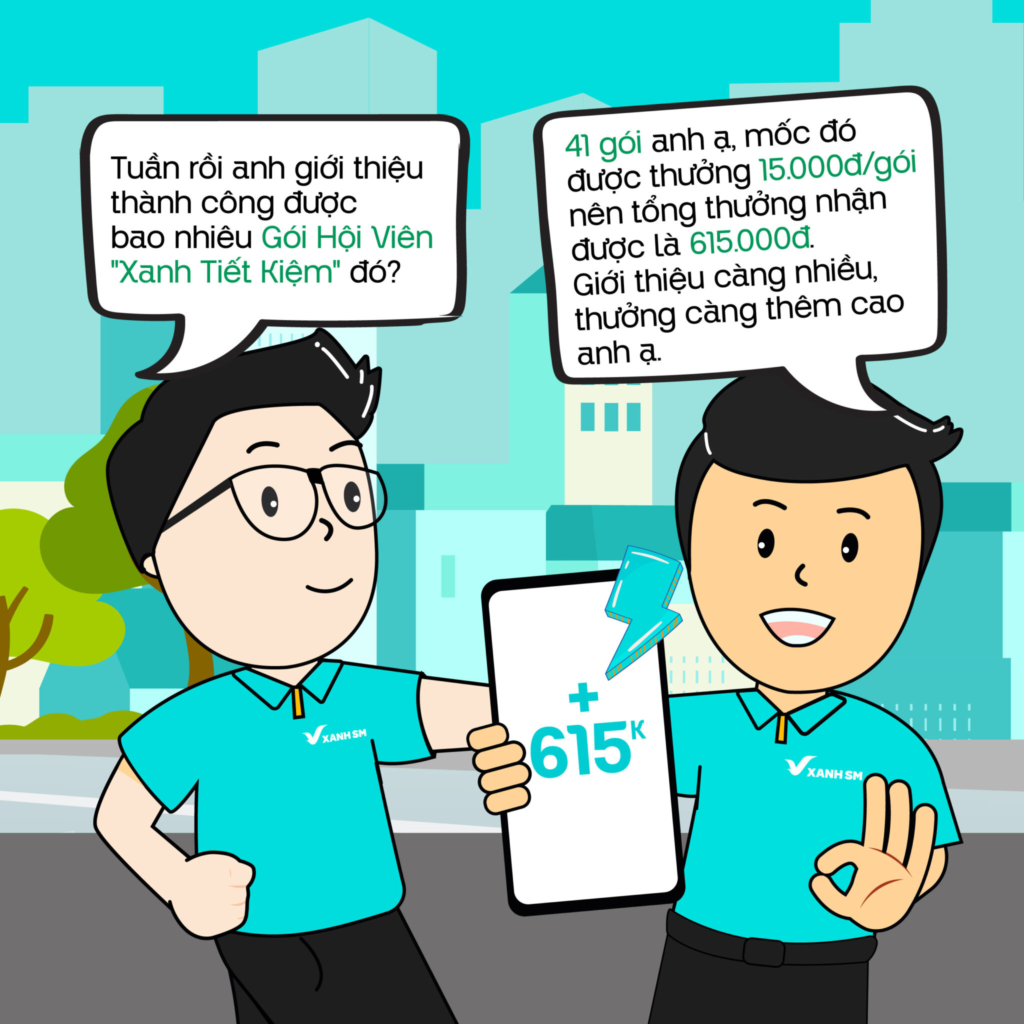 Thưởng tới 15.000đ khi giới thiệu thành công gói Xanh Tiết Kiệm | Xanh SM